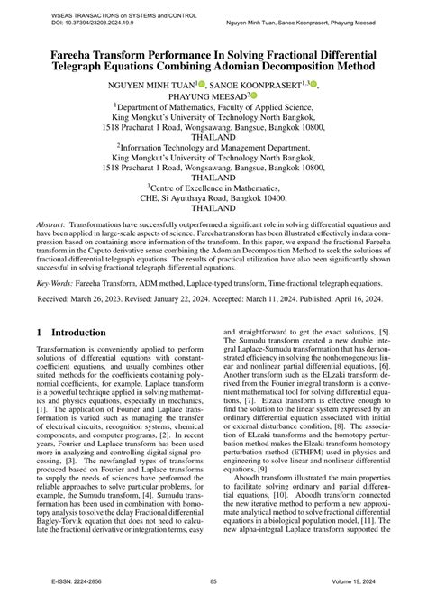 Pdf Fareeha Transform Performance In Solving Fractional Differential Telegraph Equations