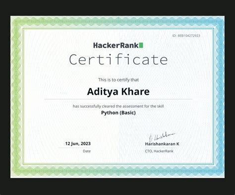 Aditya Khare On Linkedin Pythonprogramming Hackerrankcertificate