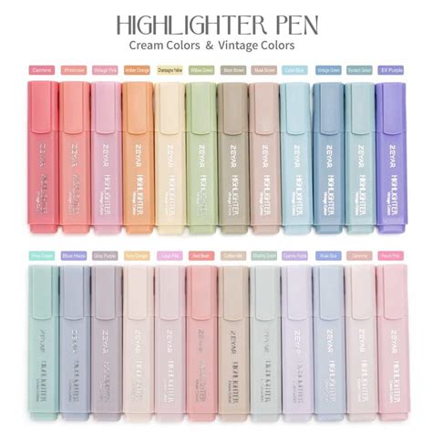 ZEYAR Highlighter Pen Cream Colors Chisel Tip Aesthetic Highlighter Marker Water Based Quick