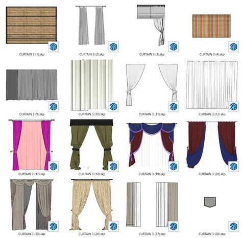 7190 Free Sketchup Curtains Model Download