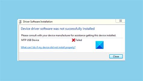 Mtp Usb Device Driver Installation Failed On Windows 10