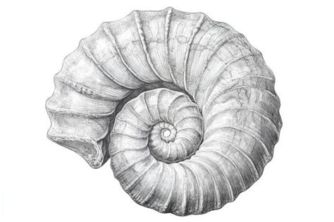 Vintage Ammonite Shell Fossil Drawing Generative Ai Stock Illustration Illustration Of