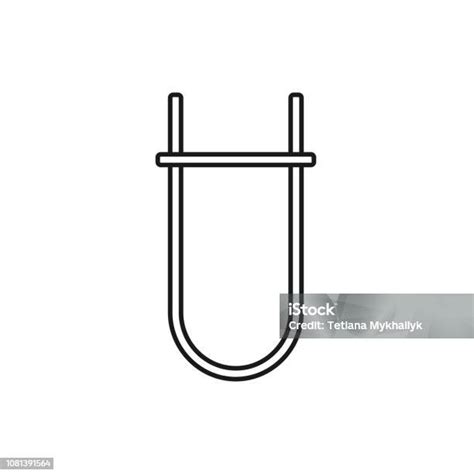 원사 스티치 홀더의 블랙 화이트 벡터 일러스트 크로 셰 뜨개질 뜨개질 바늘의 선 아이콘입니다 크 래 프 트 안전 핀입니다 고립 된 개체 Diy에 대한 스톡 벡터 아트 및