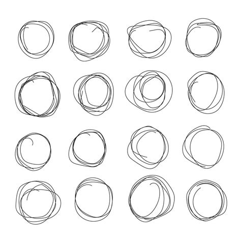 Hand Drawn Circle Line Sketch Set Vector Circular Scribble Doodle Round Circles For Message
