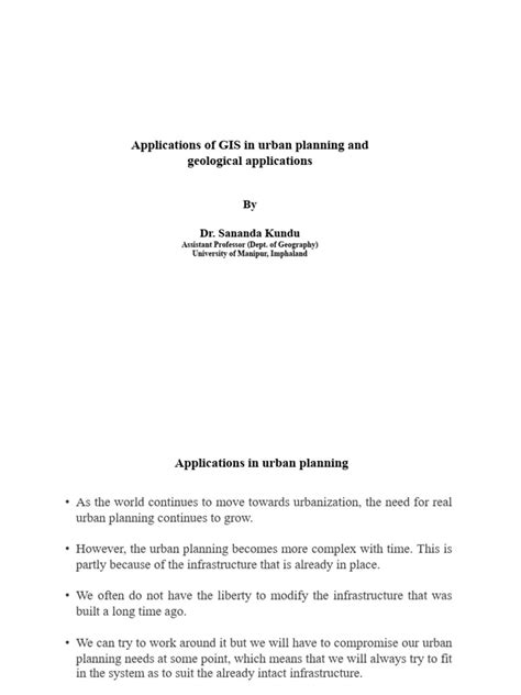 Sk Gis Unit Iv Part 2 App In Urban N Geology Pdf Geographic Information System Urban