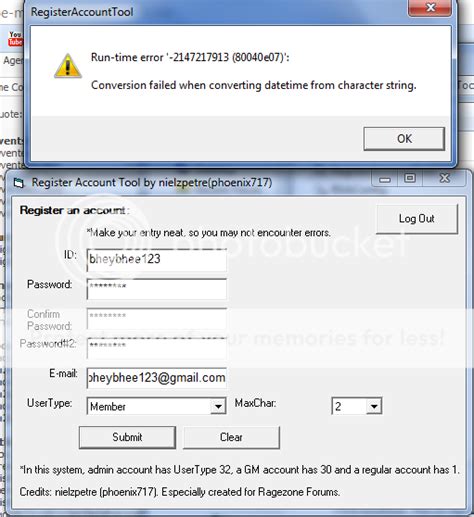 [help] Registration Tool Error Ragezone Mmo Development Forums