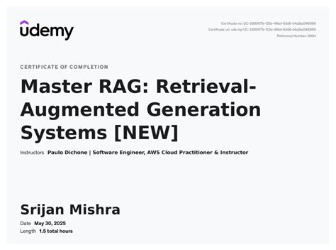 Udemy Course Completion Certificate Srijan Mishra