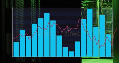 Image Of Statistical Data Processing Against Computer Server Room Stock Illustration