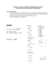 PHY121 Exam 1 Practice Pdf Physics 121 Exam 1 PRACTICE PROBLEMS Jacobs NOT TO BE COLLECTED NOT