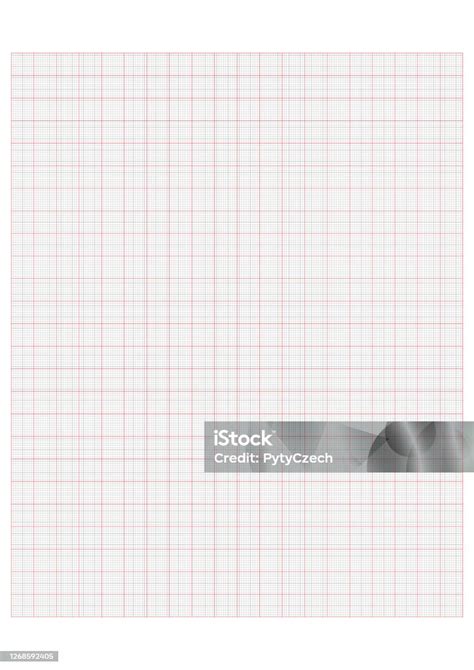 A4 크기 페이지의 밀리미터 그리드 블랙 1과 레드 10mm 라인으로 나뉩니다 엔지니어링 그래프 용지 시트 벡터 일러스트레이션