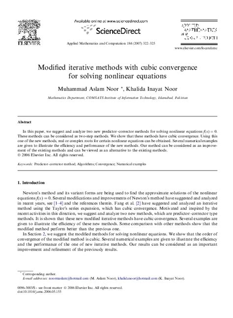 Pdf Cubic Convergence Methods For Nonlinear Equations