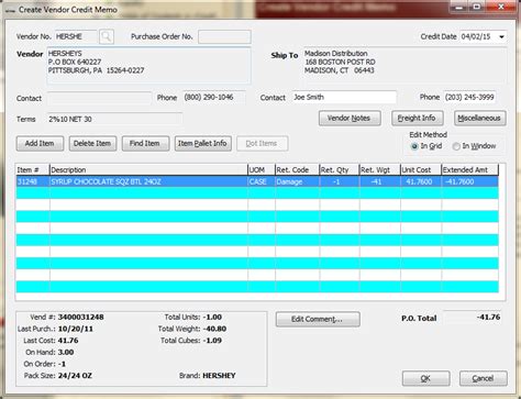 Create Vendor Credit Memo