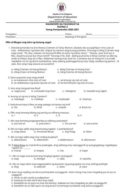 Diagnostic Test Free Interactive Worksheets 389324