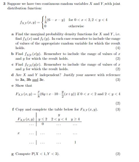 Solved 3 Suppose We Have Two Continuous Random Variables X