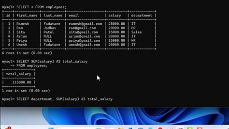 Learn Sql With Mysql Dabatase Sum Aggregate Function Calculate
