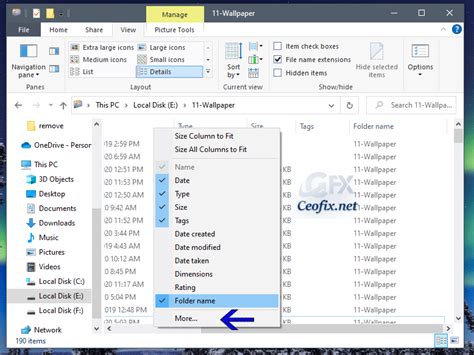 Add Columns To All Fold­ers In Win­dows 10 File Explorer