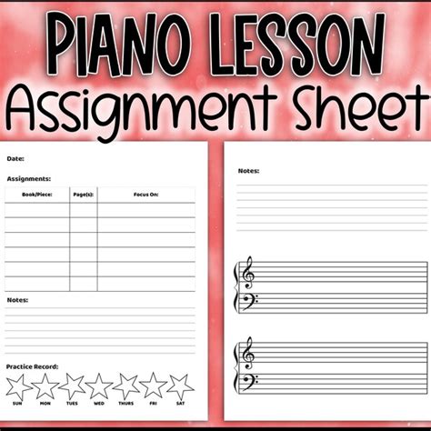 Piano Lesson Practice Chart Etsy