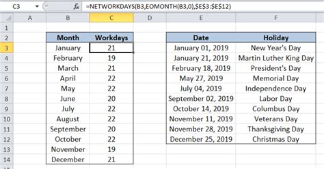 excel formula get workdays between dates exceljet