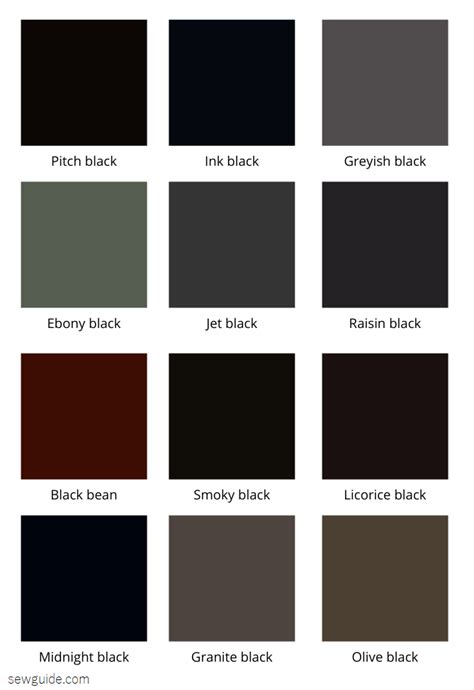Shades Of Black Color Names Hex Rgb Cmyk Codes Off