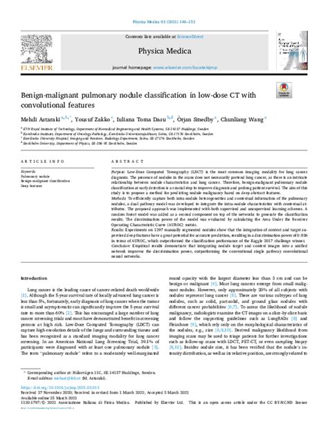 Pdf Benign Malignant Pulmonary Nodule Classification In Low Dose Ct With Convolutional
