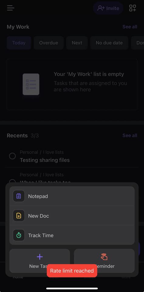Rate Limit Reached Popup In Ios App Rclickup