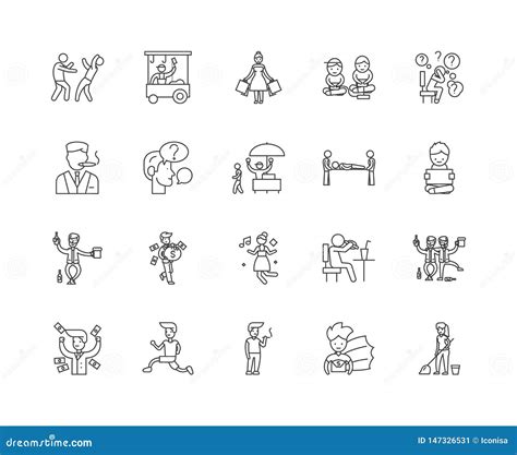 Habits Line Icons Signs Vector Set Outline Illustration Concept