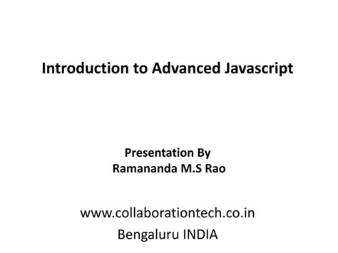 Introduction To Advanced Javascript Ppt