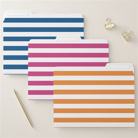 Nautical Modern Bold Stripe Pattern Print Custom File Folder Zazzle