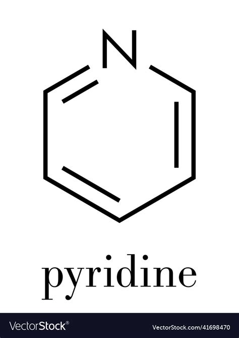 Pyridine Chemical Solvent And Reagent Molecule Vector Image