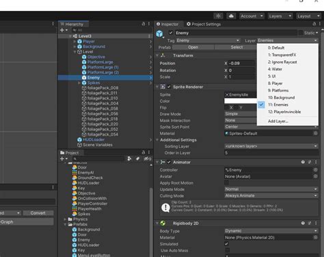 Collision Detection Layer Mask Issue Player Collides With Enemy Even Though Layer Masks Have