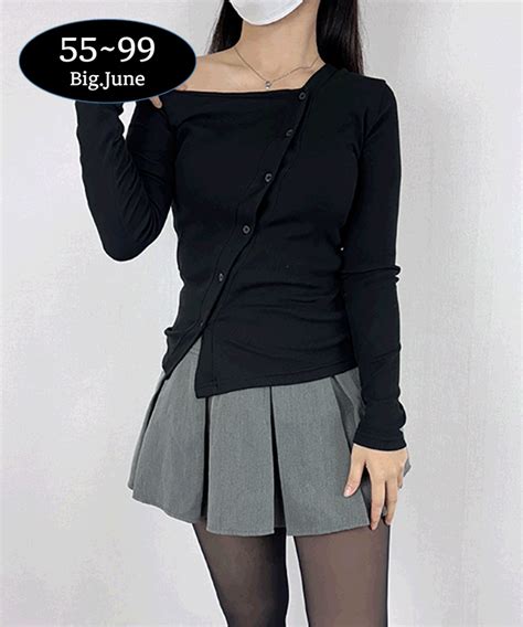 ~99 3xl 연말룩유니크 사선 단추티🧡빅사이즈 쫀쫀 겨울 가을 봄 힙 유니크 레이어드 페미닌 여리핏 연말룩 오피스룩 데이트룩 사선 단추티셔츠 480 에이블리