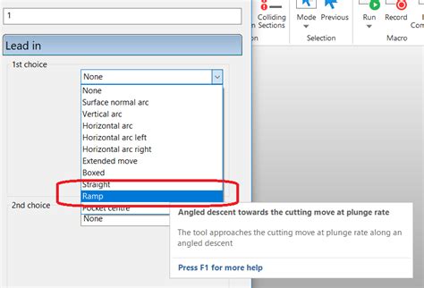 How To Calculate Model Area Clearance Toolpath With Ramp Lead In For All Passes In Powermill