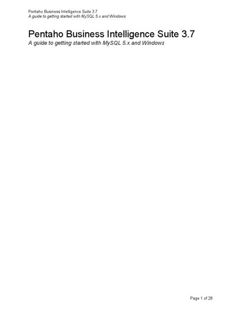 Pentaho Business Intelligence Suite 37 A Guide To Getting Started