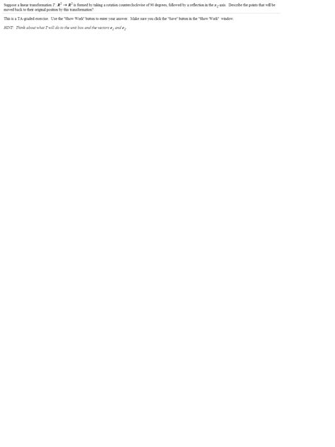solved suppose a linear transformation t r2 rightarrow r2