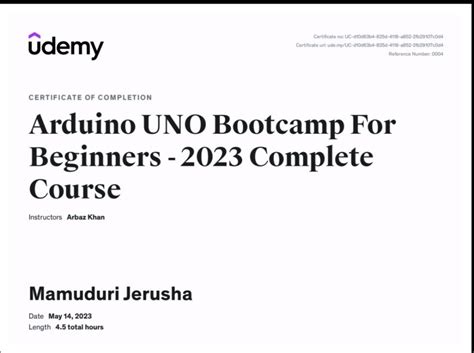 Mamuduri Jerusha On Linkedin Udemy Arduino Tech