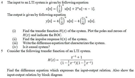 Solved The Input To An Lti System Is Given By The Following Equation