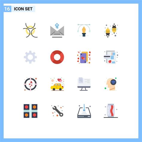 Editable Vector Line Pack Of 16 Simple Flat Colors Of Setting Fly Pencil Ecology Bee Editable