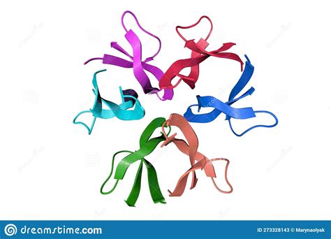 Human Defensin 5 Mutant Crystal Form 2 Rendering With Differently Colored Protein Chains 3d