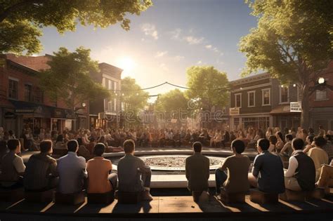 Dynamic Community Meeting Addressing Local Stock Illustration