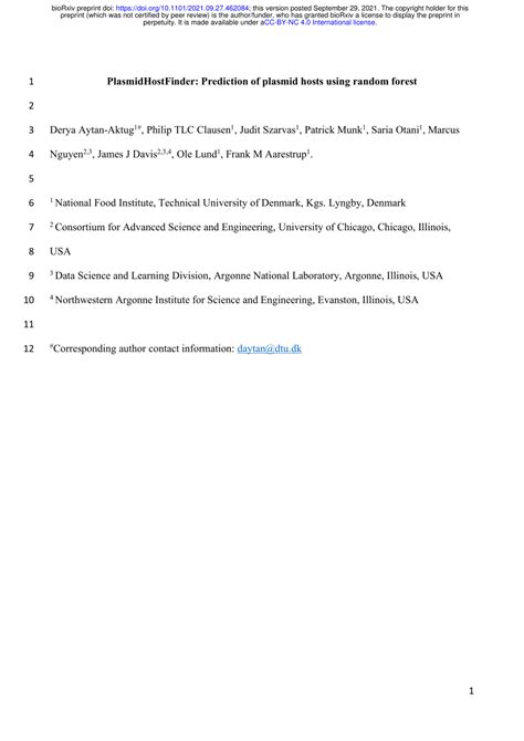 Pdf Plasmidhostfinder Prediction Of Plasmid Hosts Using Random Forest