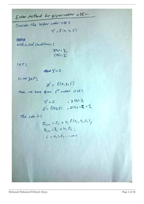 Numerical Solutions For Ode Differential Equations PDF