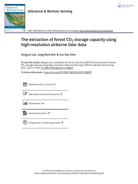 The Extraction Of Forest Co2 Storage Capacity Using High Resolution Airborne Lidar Data Pdf
