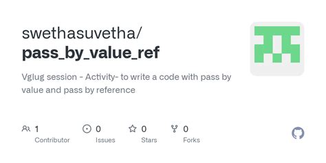 Github Swethasuvethapassbyvalueref Vglug Session Activity To Write A Code With Pass By Github Swethasuvethapassbyvalueref Vglug Session Activity To Write A Code With Pass By