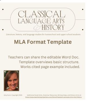 MLA Essay Template With Helps By Classical Language Arts And History