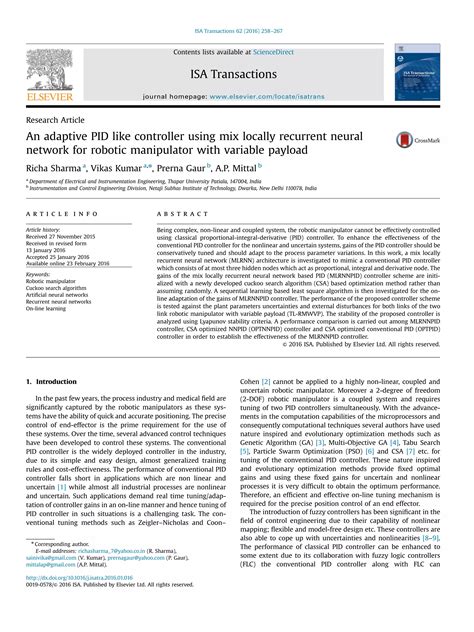 An Adaptive Pid Like Controller Using Mix Locally Recurrent Neural