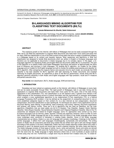 Pdf Bi Languages Mining Algorithm For Classifying Text Documents Biltc