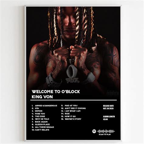 Welcome To Oblock King Von Minimal Album Cover Poster Music Wall Art