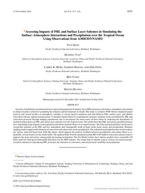 Pdf Assessing Impacts Of Pbl And Surface Layer Schemes In Dokumentips