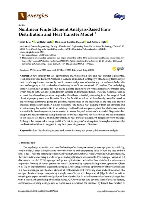 Pdf Nonlinear Finite Element Analysis Based Flow Distribution And