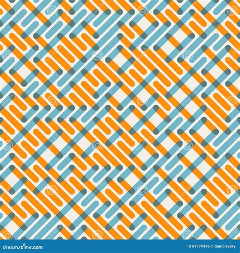 Vector Seamless Blue Orange Intersecting Lines Grid Maze Pattern Stock Vector Illustration Of